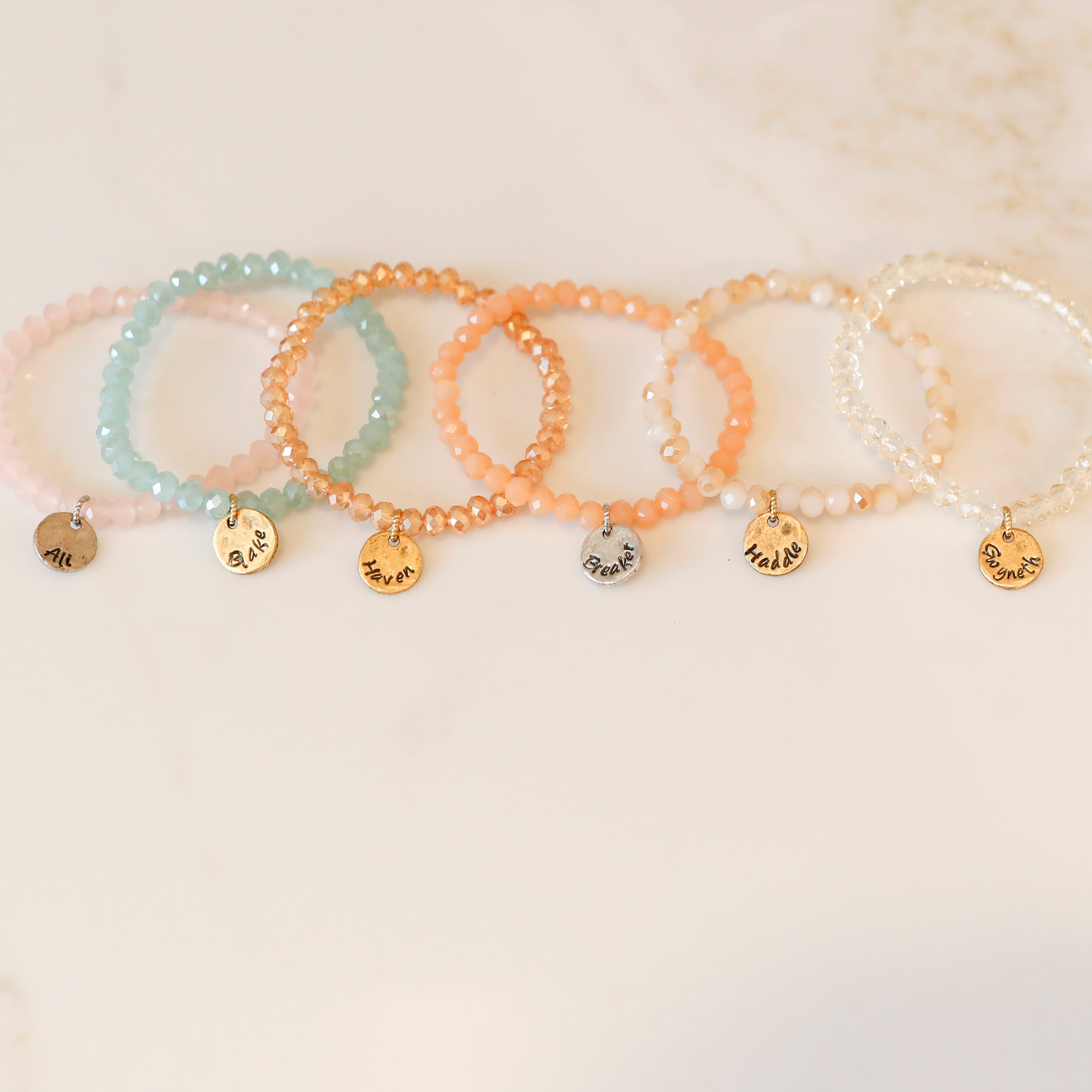 Pastel Personalized Crystal Stack Bracelets – Haven & Haddie